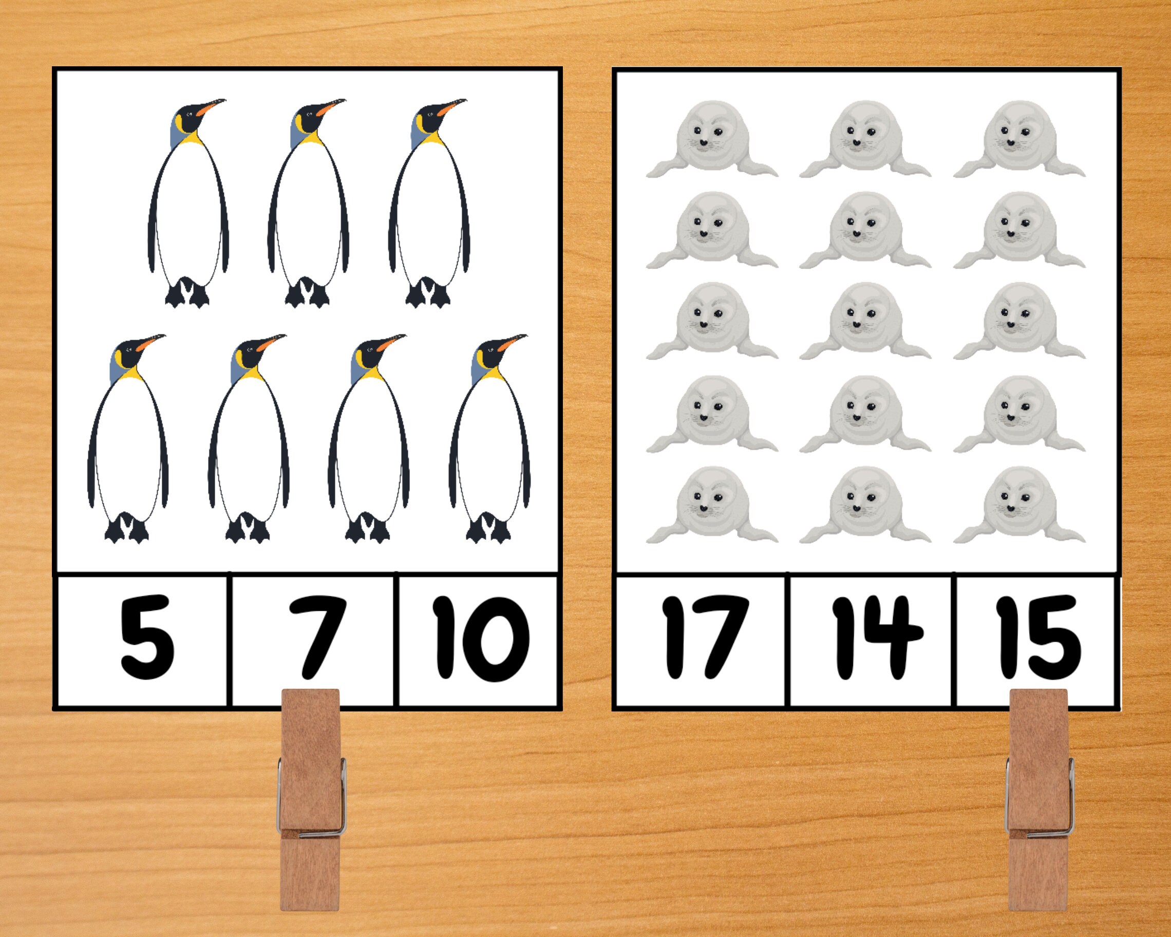 Polar Animals Count and Clip Cards| Child Inspired Printables|math ...