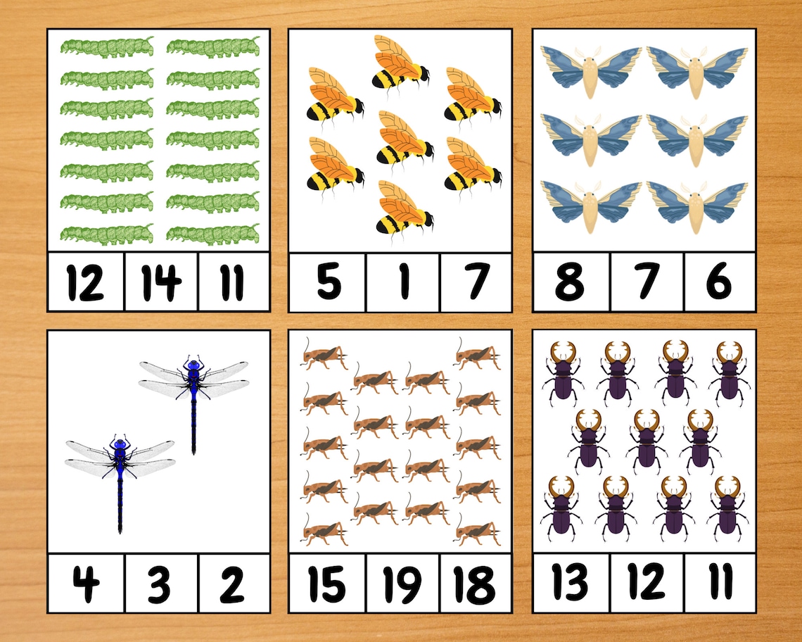 Insects Count and Clip Cards Printable Digital Download Montessori ...