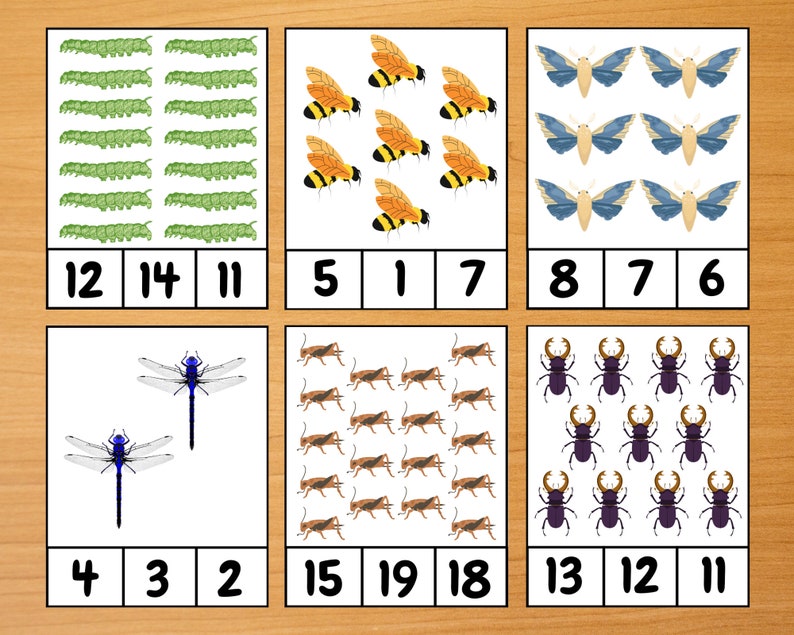 Insects Count and Clip Cards| Printable Digital Download| Montessori ...