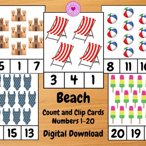 Beach Count and Clip Cards| Printable Digital Download| Montessori ...