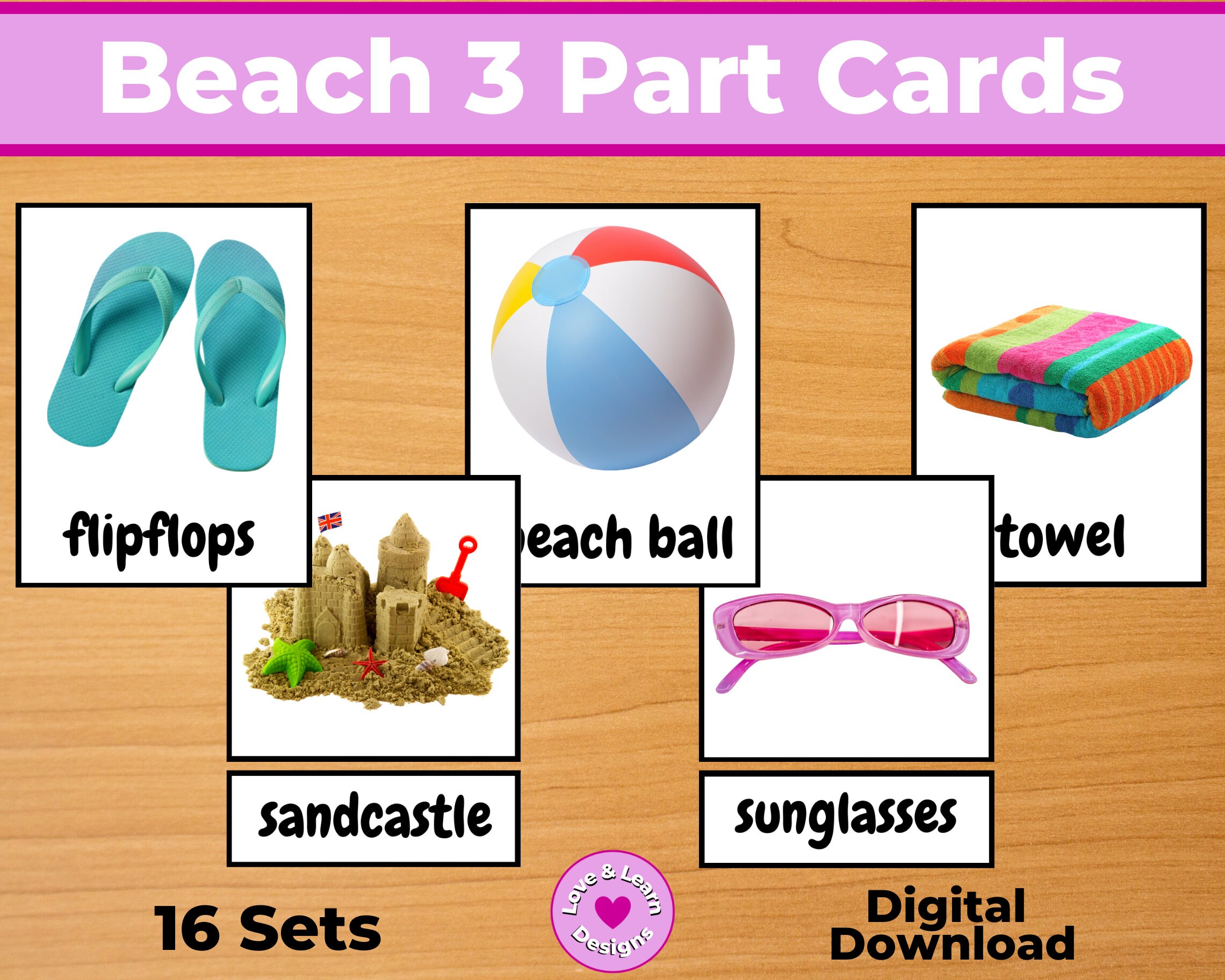Beach Theme 3 Part Cards| Printable Digital Download| Montessori ...