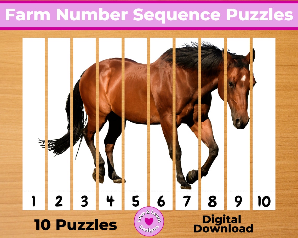 Farm Number Sequence Puzzles Child Inspired Printables - Etsy