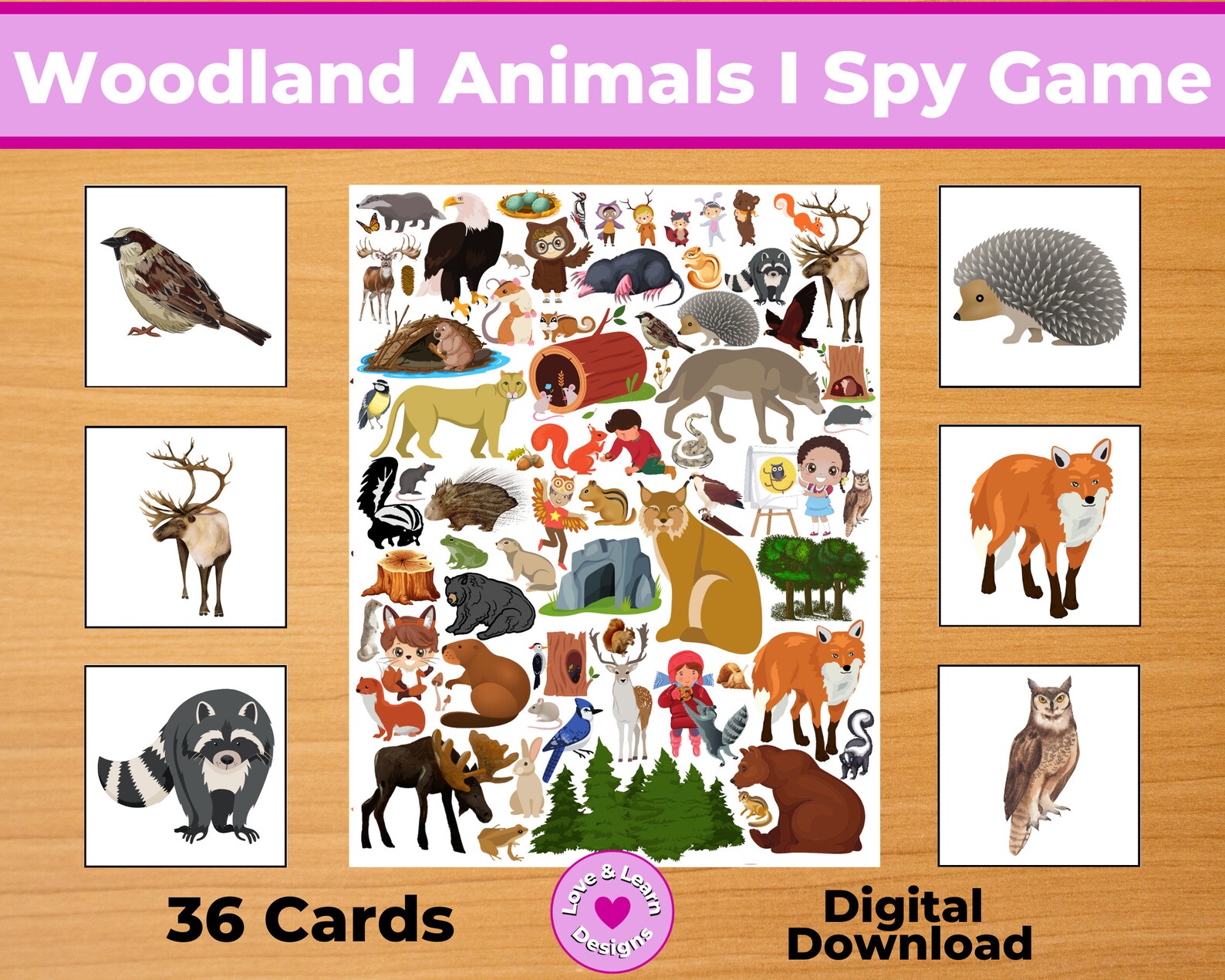 Woodland Animals I Spy Matching Game| Digital Download| Printable Play ...