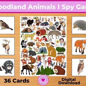 Woodland Animals I Spy Matching Game| Digital Download| Printable Play ...
