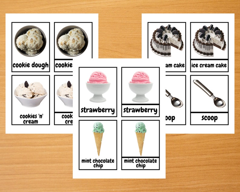Ice Cream Theme 3 Part Cards Printable Digital Download - Etsy