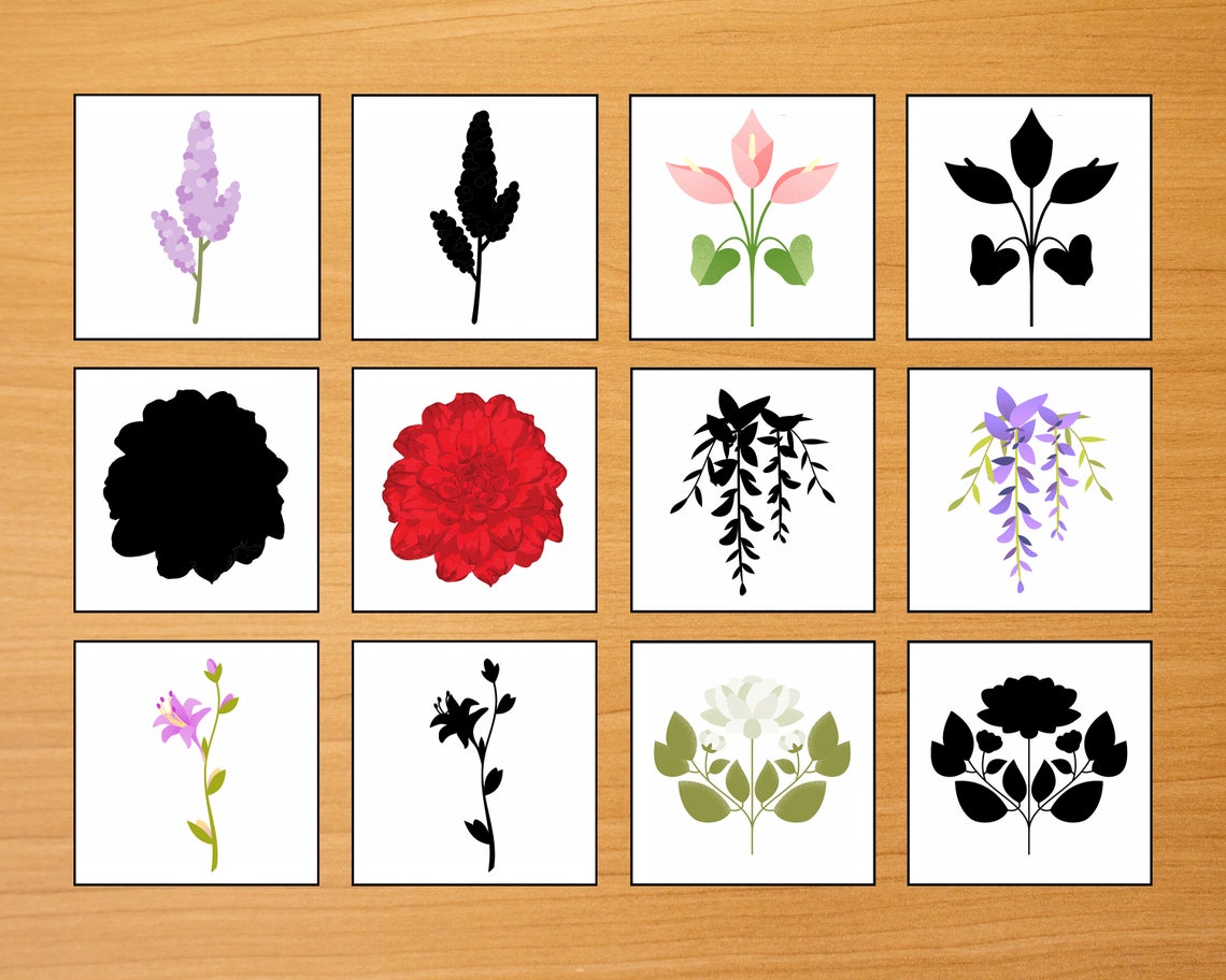 Flower Shadow Matching Cards Printable Digital Download| Montessori ...