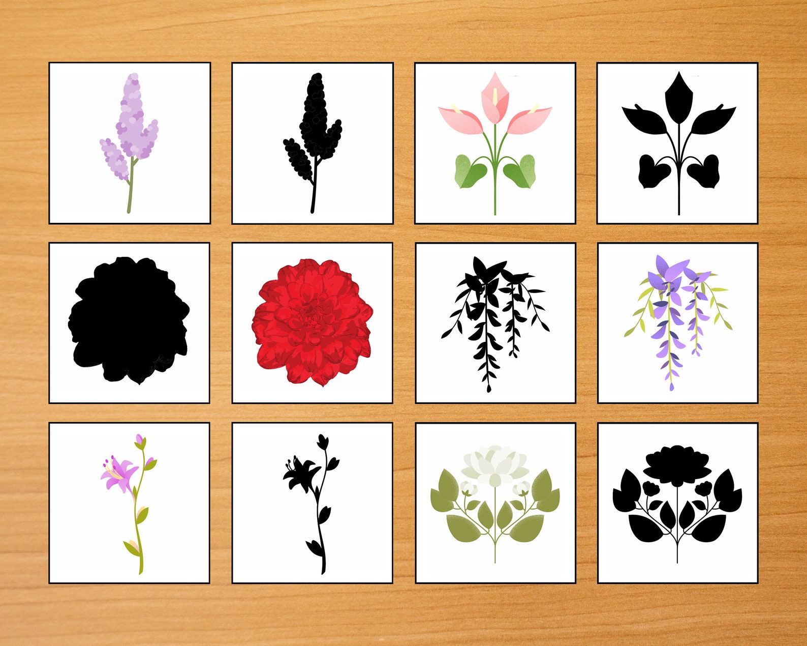 Flower Shadow Matching Cards Printable Digital Download| Montessori ...
