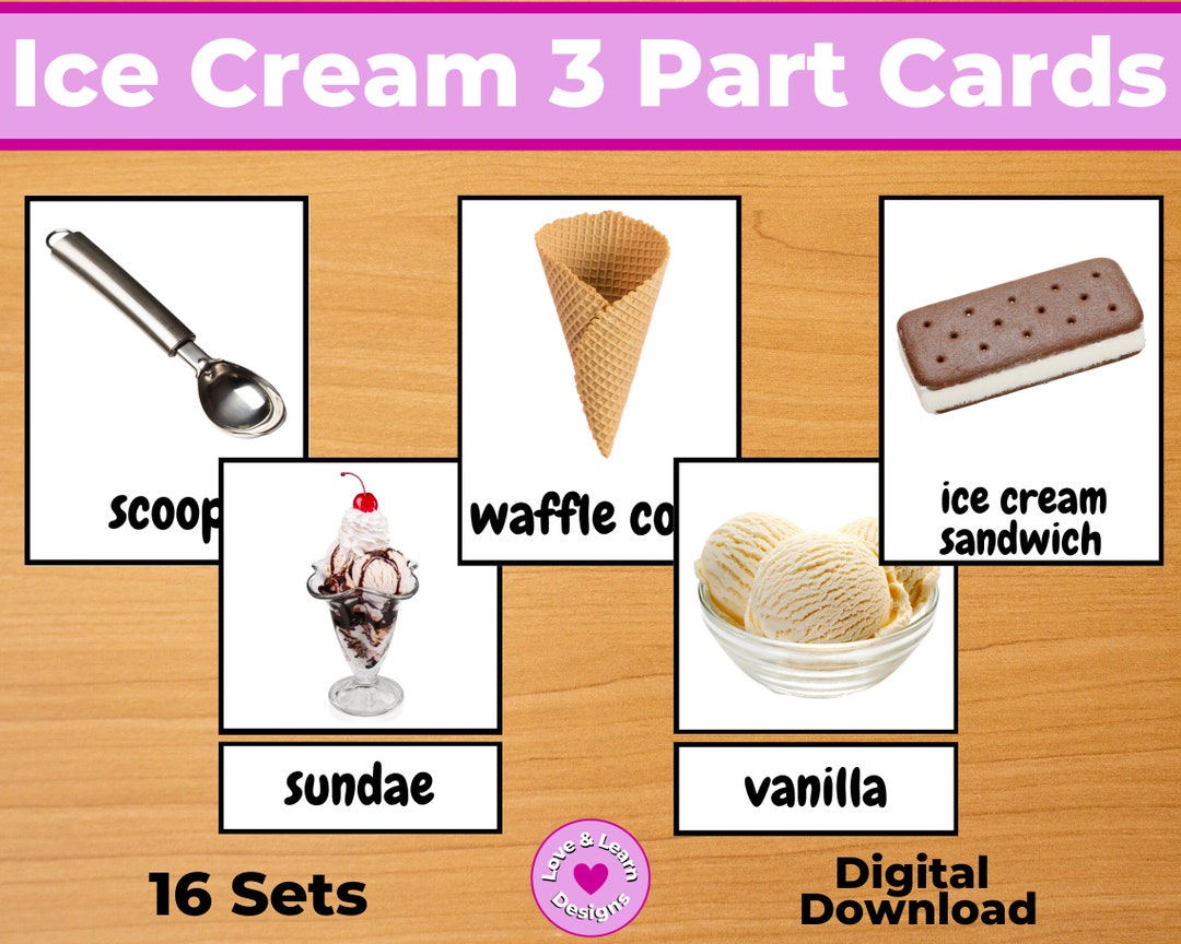 Ice Cream Theme 3 Part Cards| Printable Digital Download| Montessori ...