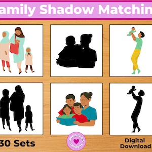 Family Shadow Matching Cards Child Inspired Printables Digital Download ...