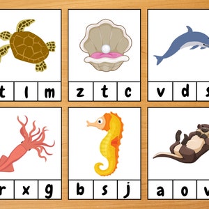 Ocean Animals Beginning Letter Sound Clip Cards| Printable Digital ...