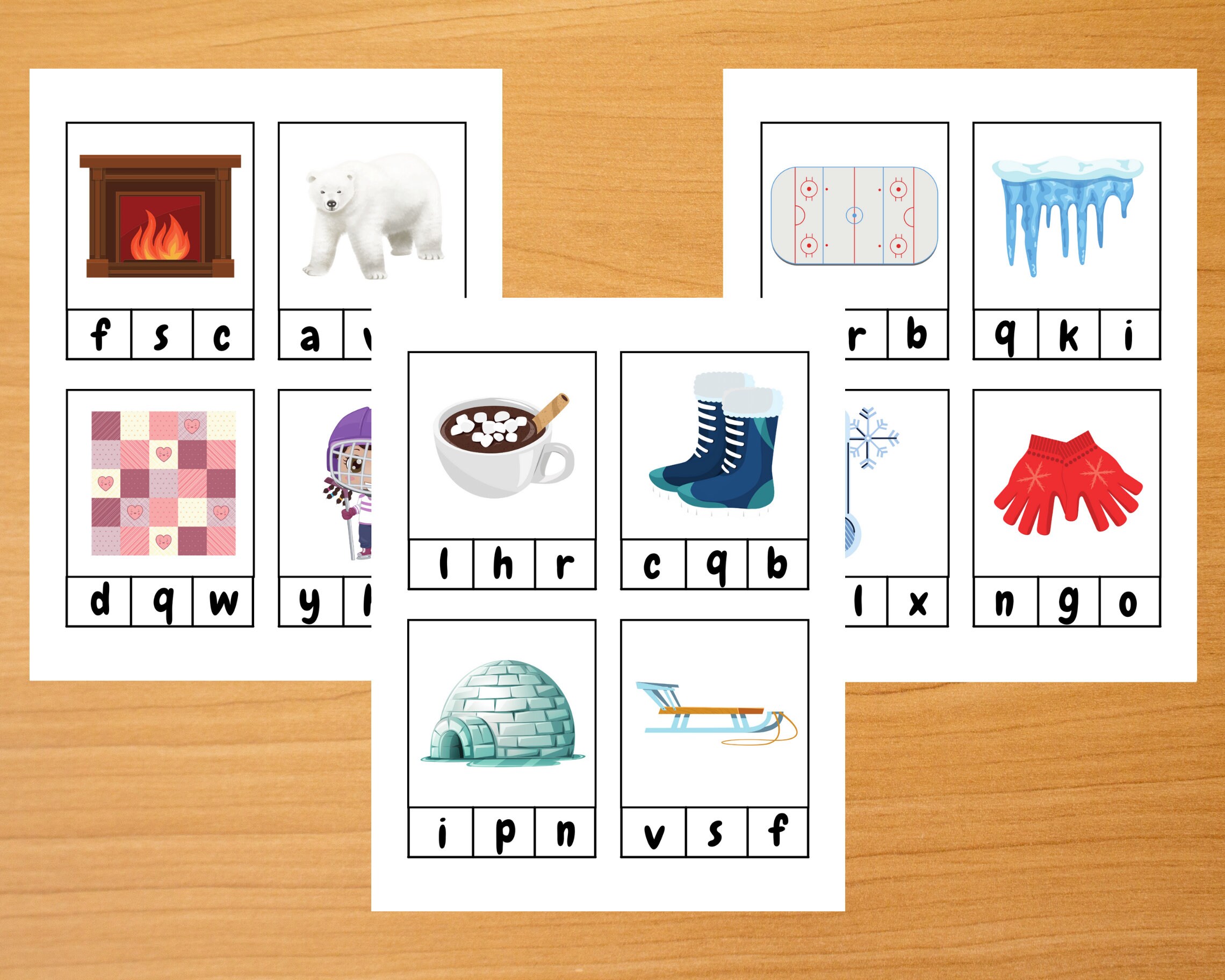 Winter Beginning Letter Sound Clip Cards| Child Inspired Printable ...