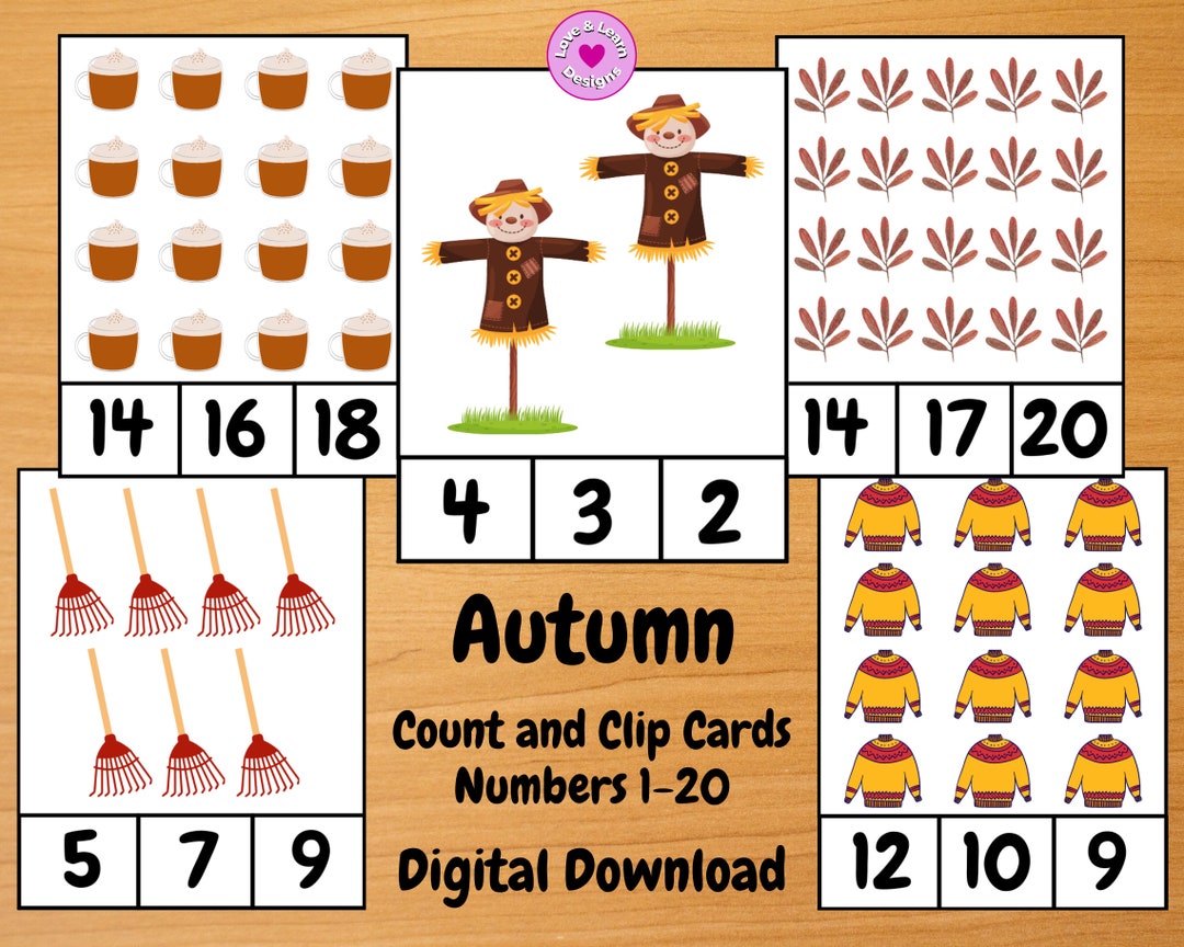 Autumn Count and Clip Cards| Child Inspired Printable| Digital Download ...