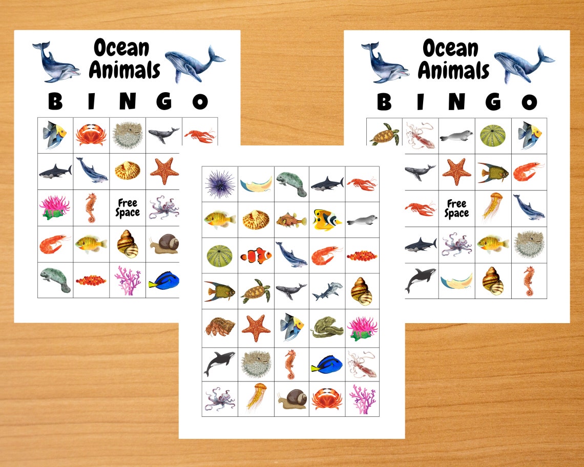 Ocean Animals Bingo Digital Download Printable Play Based Activity ...