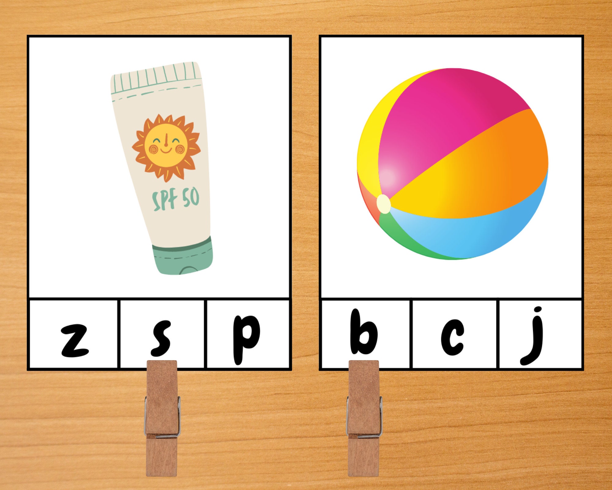 Beach Beginning Letter Sound Clip Cards| Printable Digital Download ...