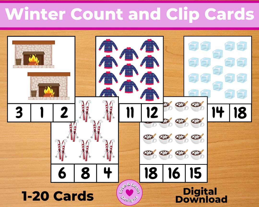 Winter Count and Clip Cards| Child Inspired Printables|math Digital ...