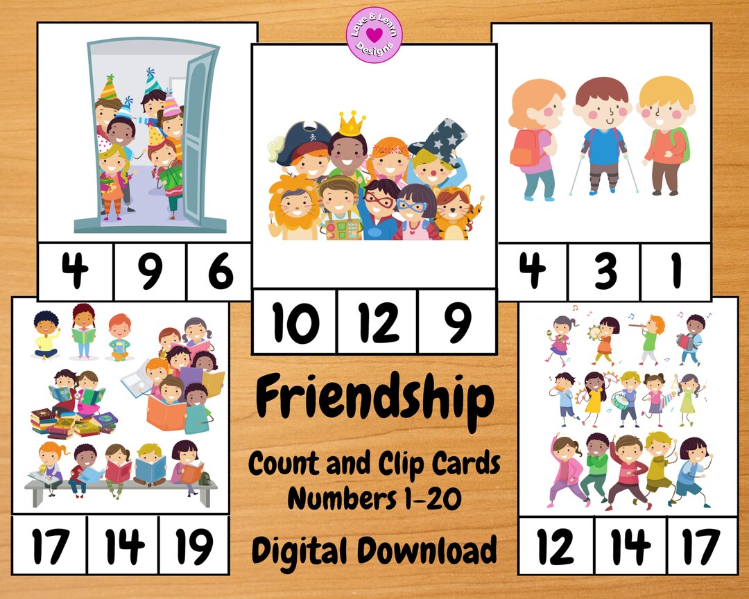 Friendship Count and Clip Cards| Child Inspired Printable| Digital ...
