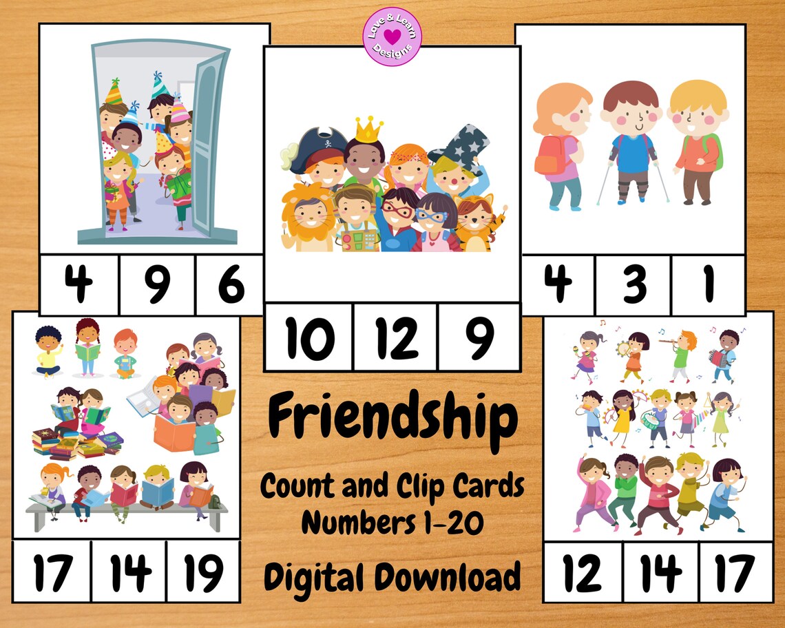 Friendship Count and Clip Cards| Child Inspired Printable| Digital ...