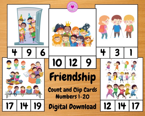 Friendship Count and Clip Cards Child Inspired Printable - Etsy