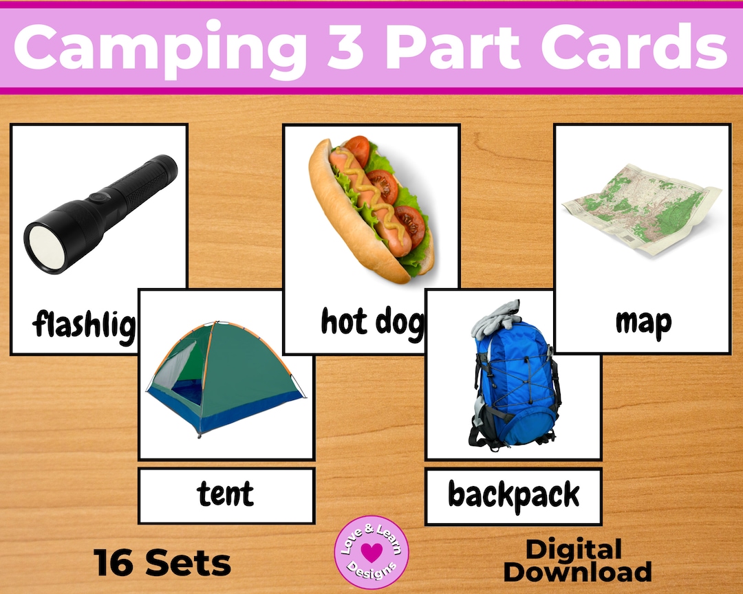 Camping Theme 3 Part Cards| Printable Digital Download| Montessori ...