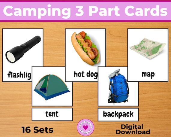 Camping Theme 3 Part Cards Printable Digital Download - Etsy
