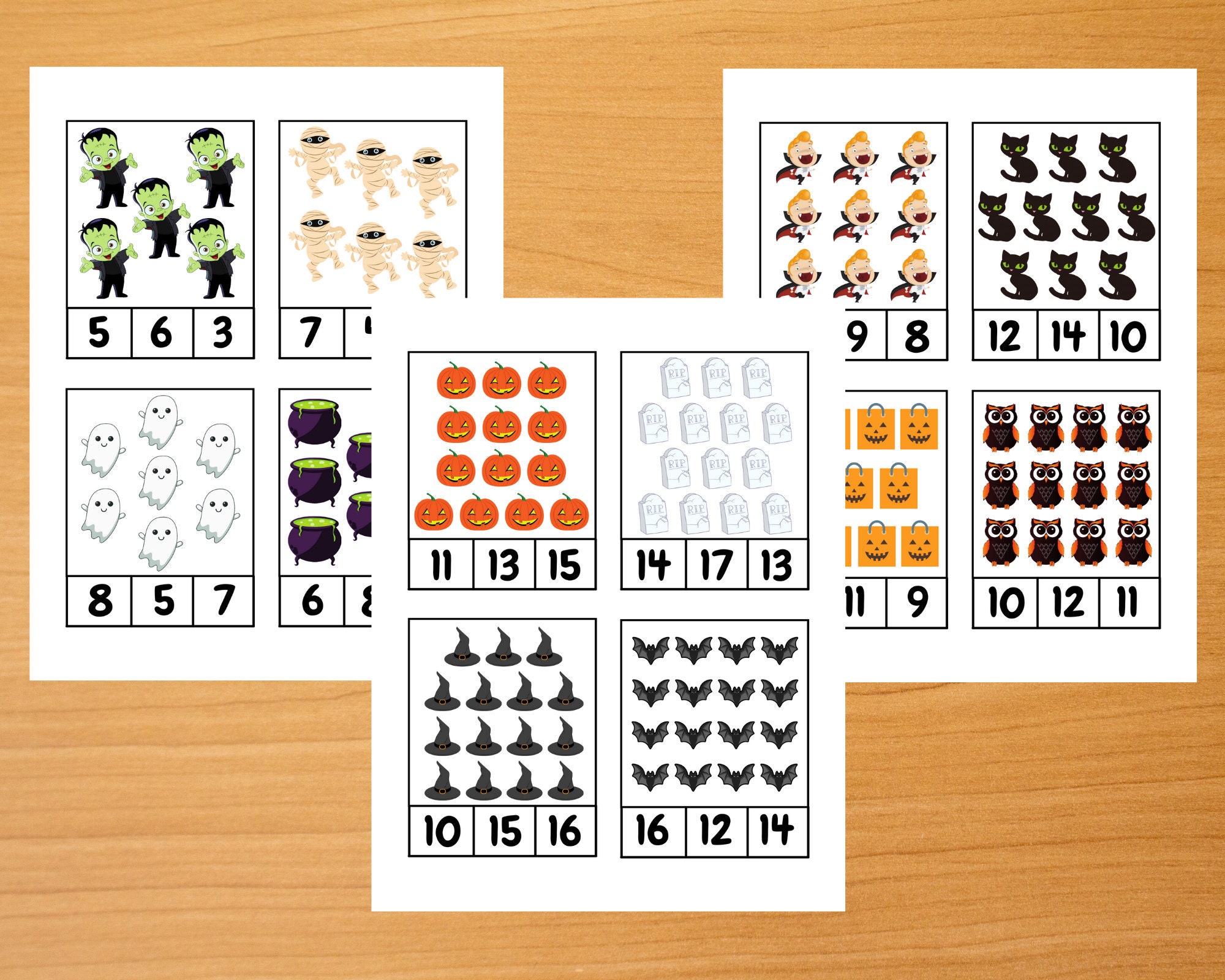 Halloween Count and Clip Cards Child Inspired Printables Digital ...