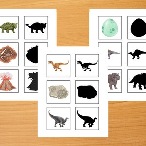 Dinosaurs Shadow Matching Cards| Child Inspired Printables| Digital ...