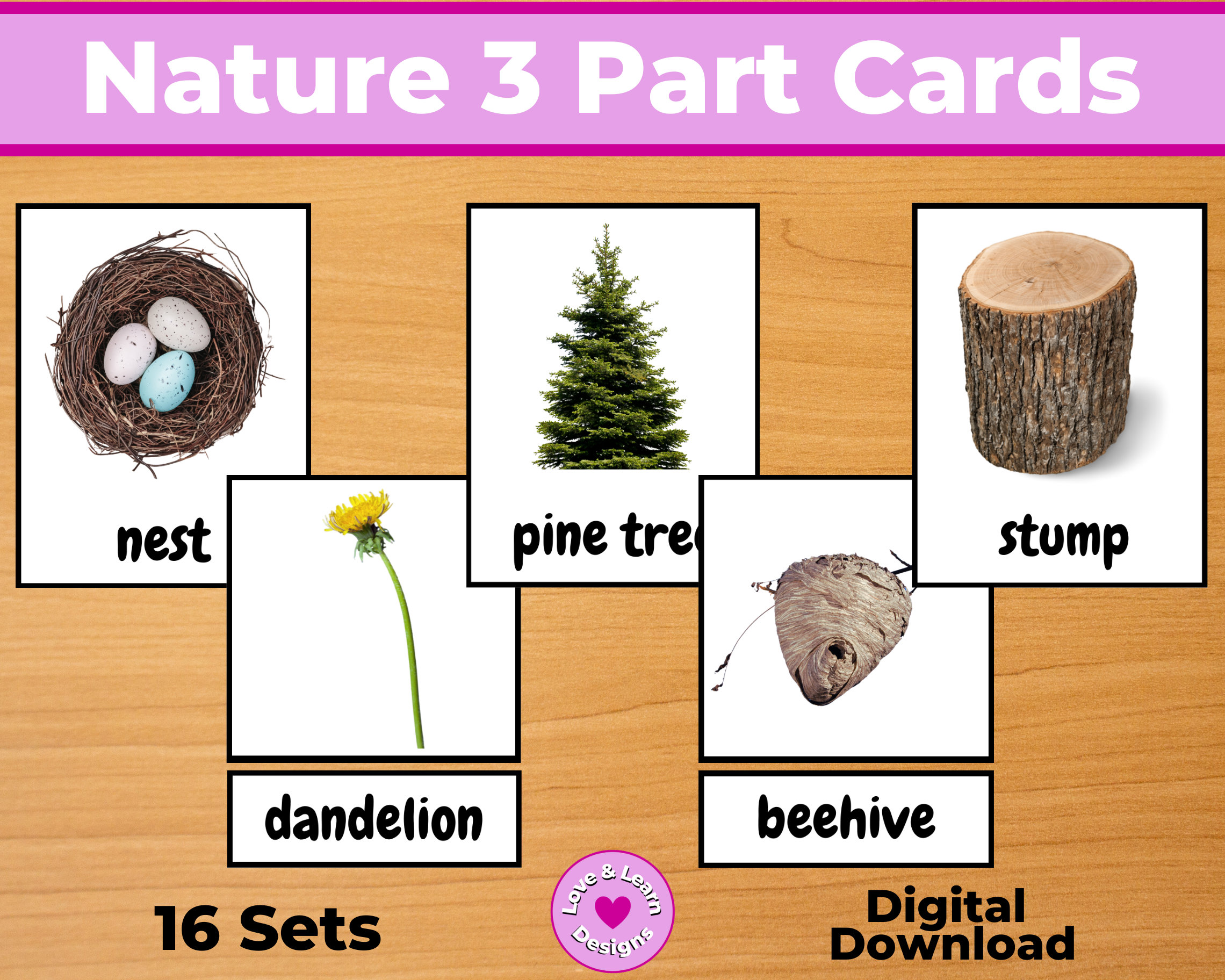 Nature Theme 3 Part Cards| Printable Digital Download| Montessori ...