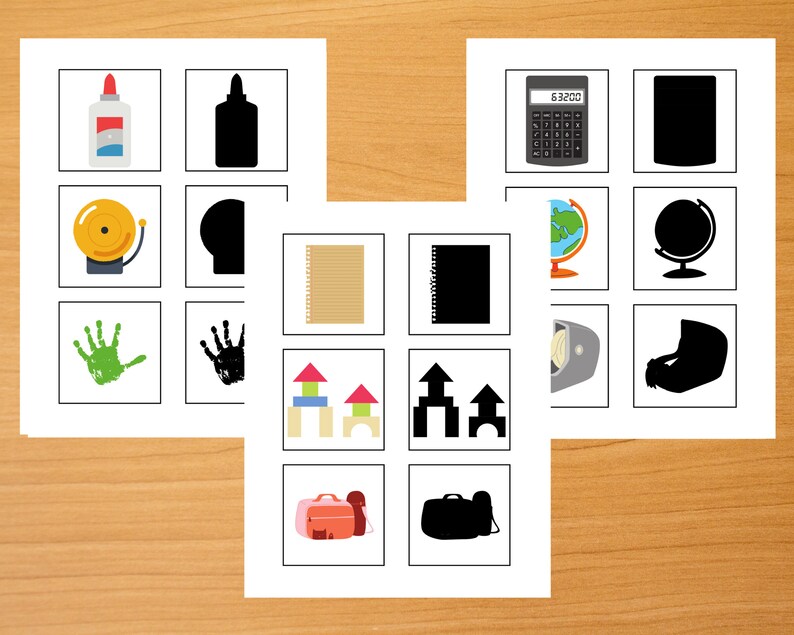 School Shadow Matching Cards| Child Inspired Printables| Digital ...