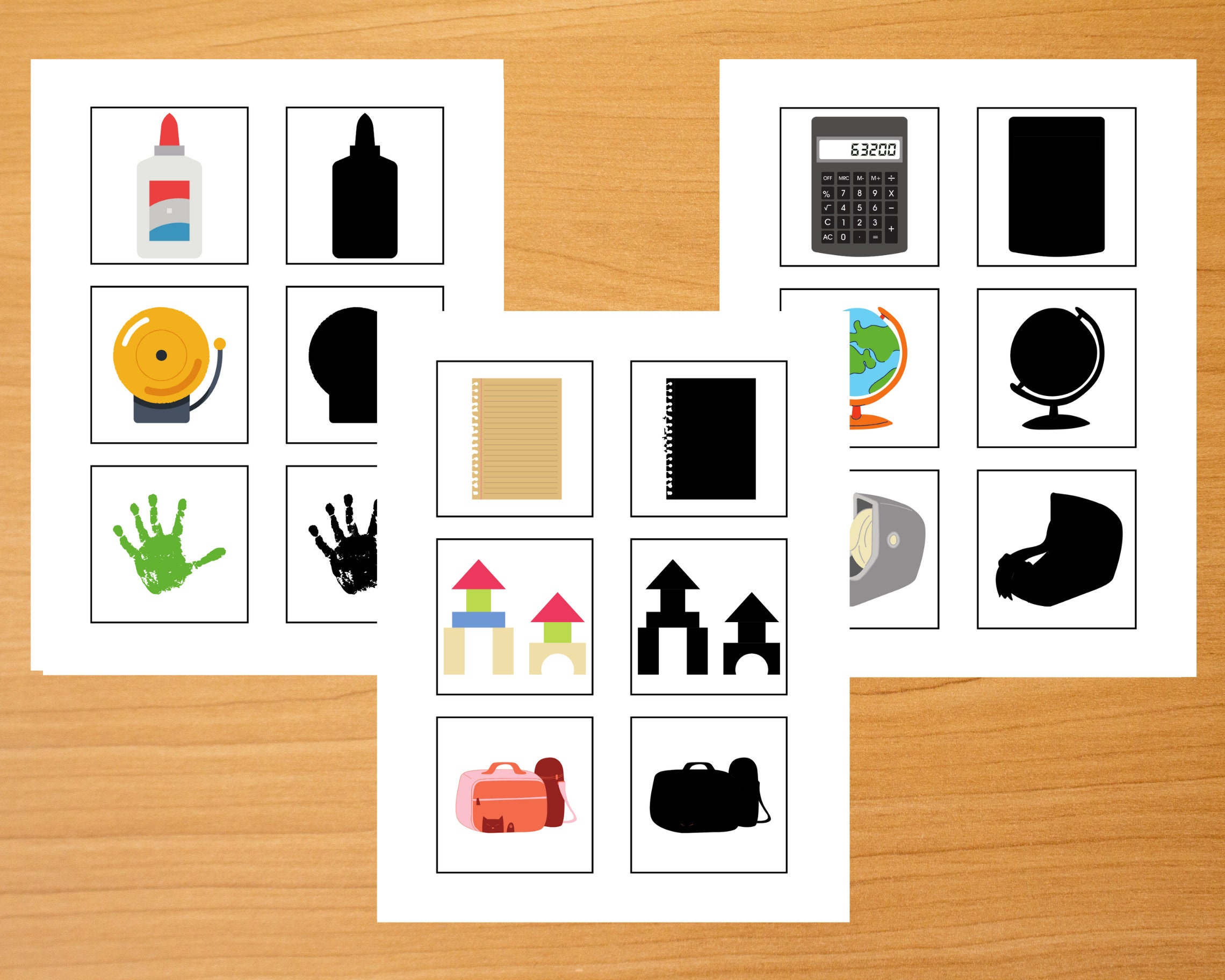 School Shadow Matching Cards| Child Inspired Printables| Digital ...