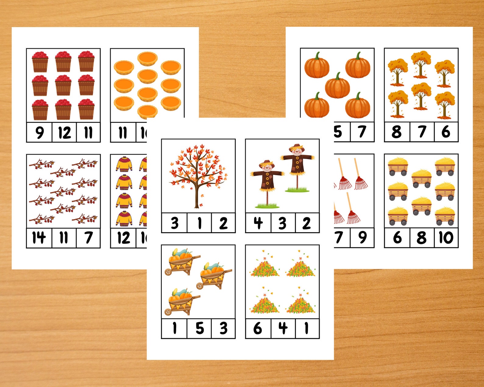 Autumn Count and Clip Cards| Child Inspired Printable| Digital Download ...