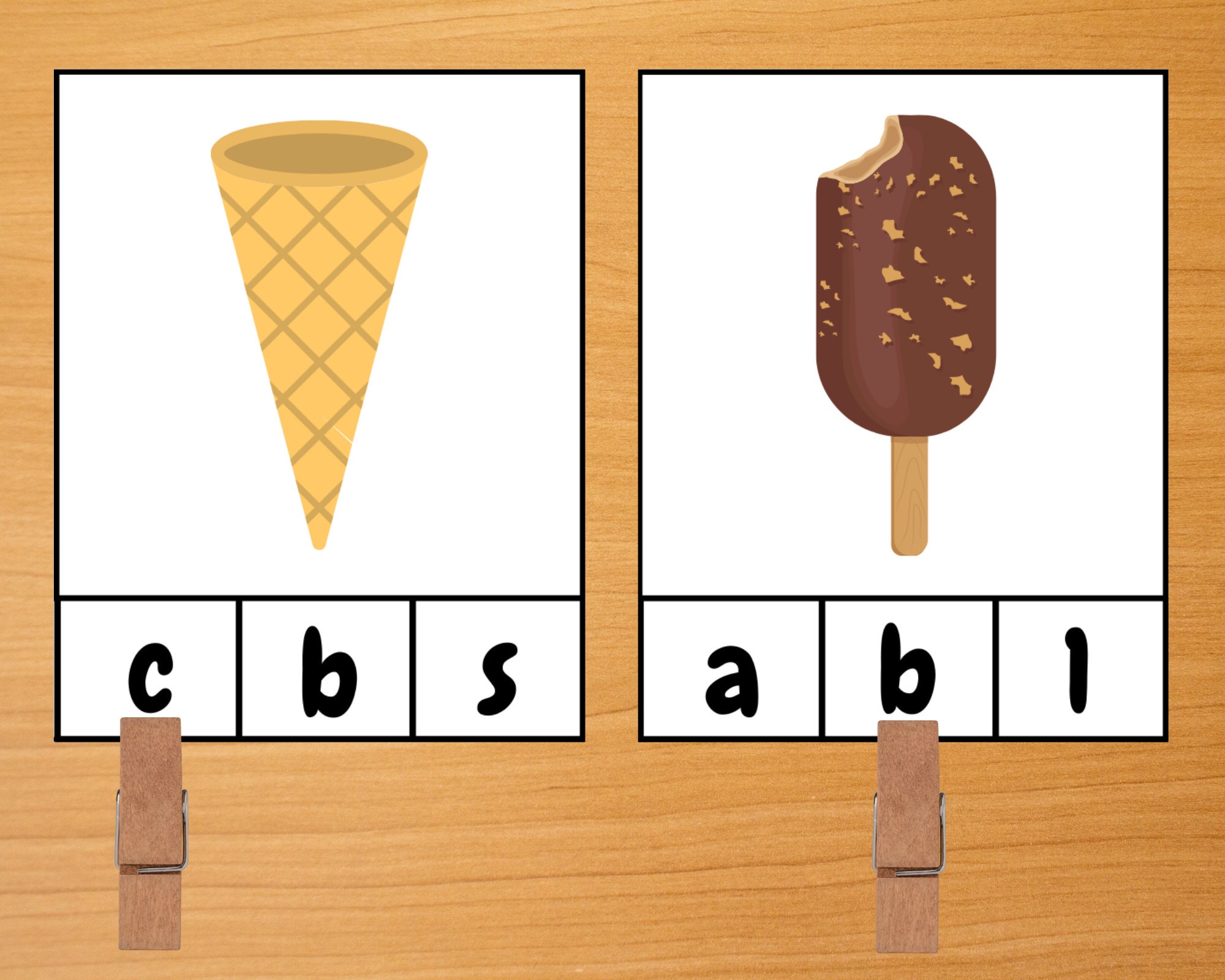 Ice Cream Beginning Letter Sound Clip Cards| Printable Digital Download ...