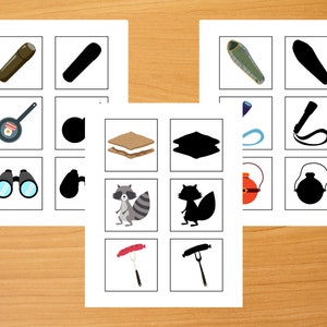 Camping Shadow Matching Cards Printable Digital Download - Etsy Canada