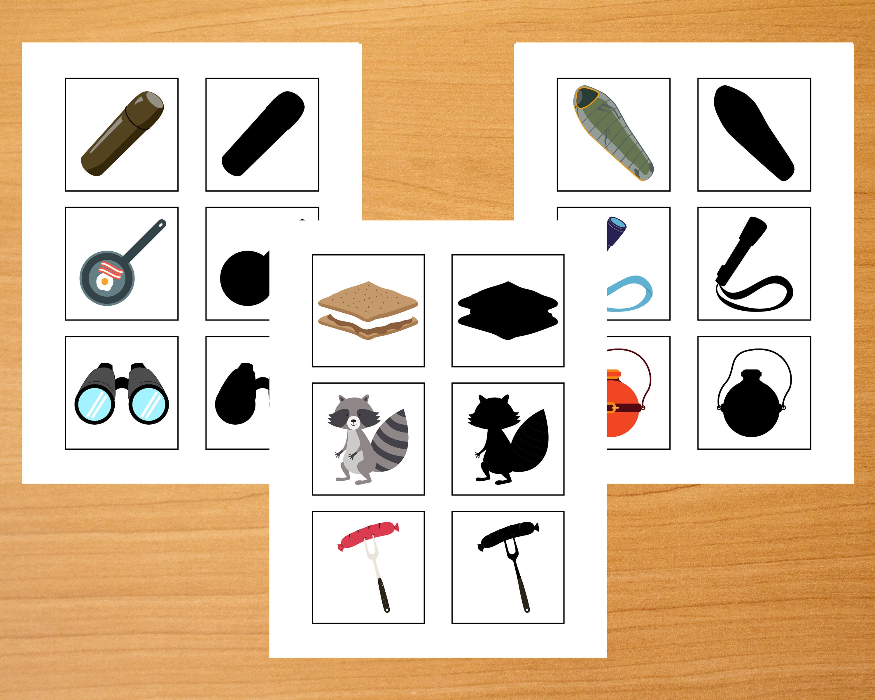 Camping Shadow Matching Cards Printable Digital Download - Etsy Canada