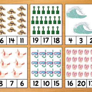 Beach Count and Clip Cards Printable Digital Download - Etsy
