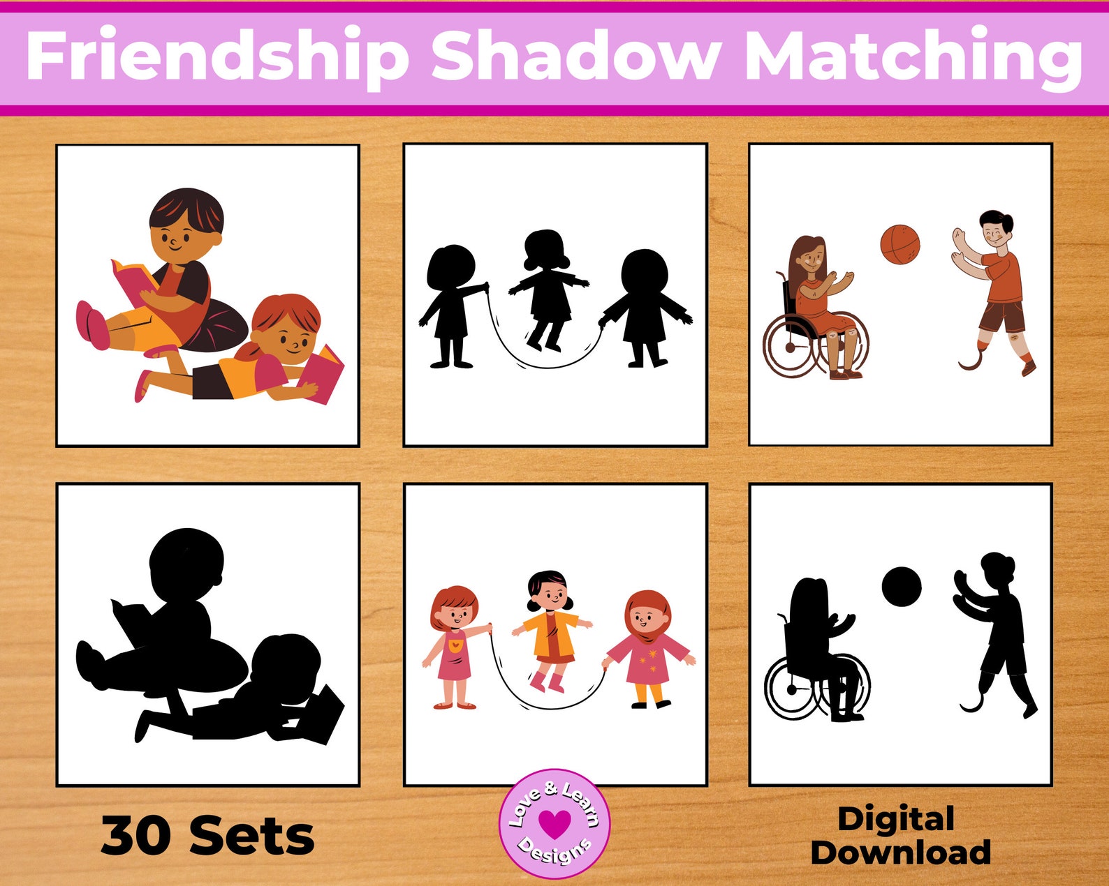 Friendship Shadow Matching Cards| Child Inspired Printables| Digital ...