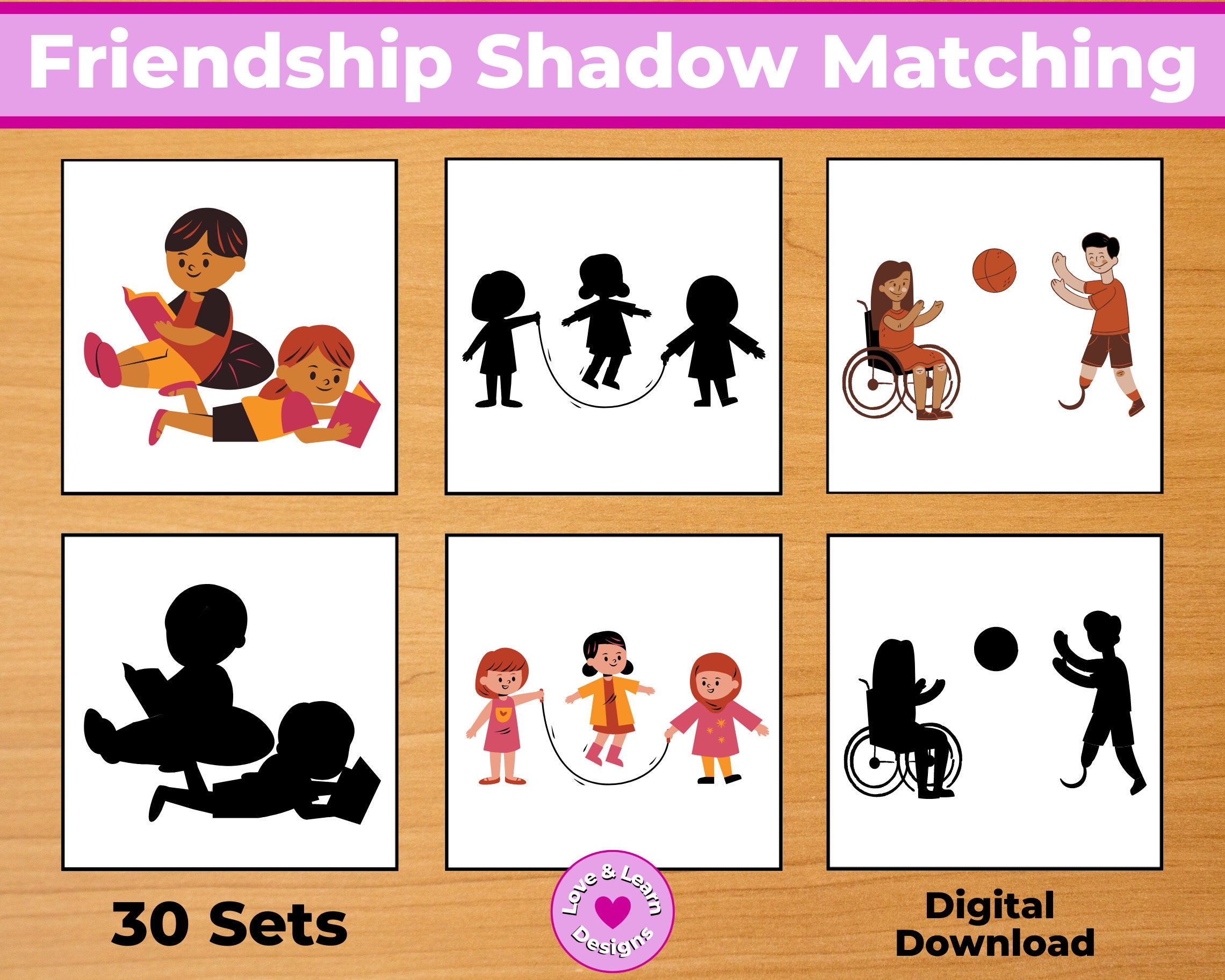 Friendship Shadow Matching Cards| Child Inspired Printables| Digital ...