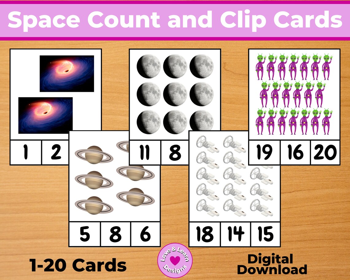 Space Count and Clip Cards| Child Inspired Printables|math Digital ...