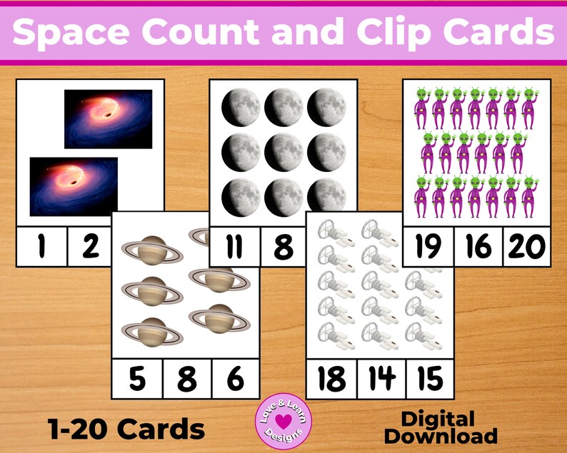 Space Count and Clip Cards| Child Inspired Printables|math Digital ...