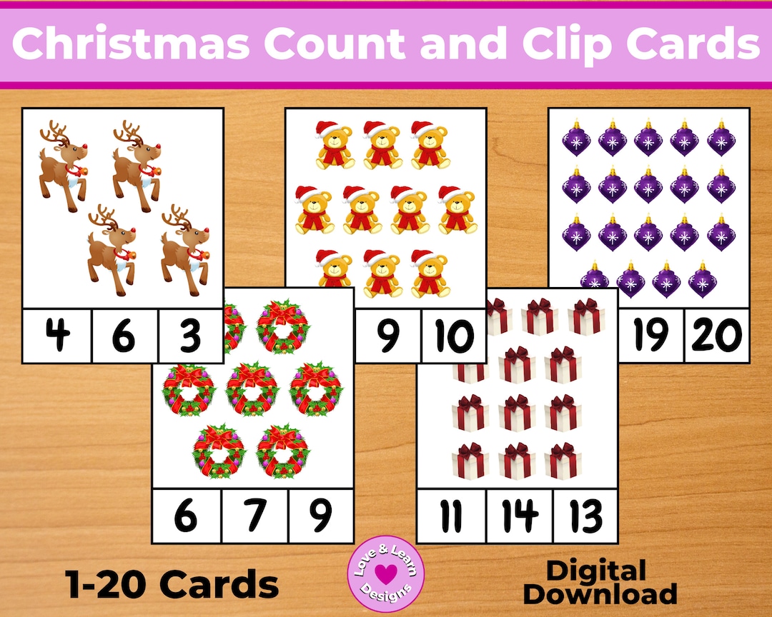 Christmas Count and Clip Cards| Child Inspired Printables|math Digital ...