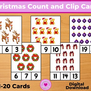 Christmas Count and Clip Cards| Child Inspired Printables|math Digital ...