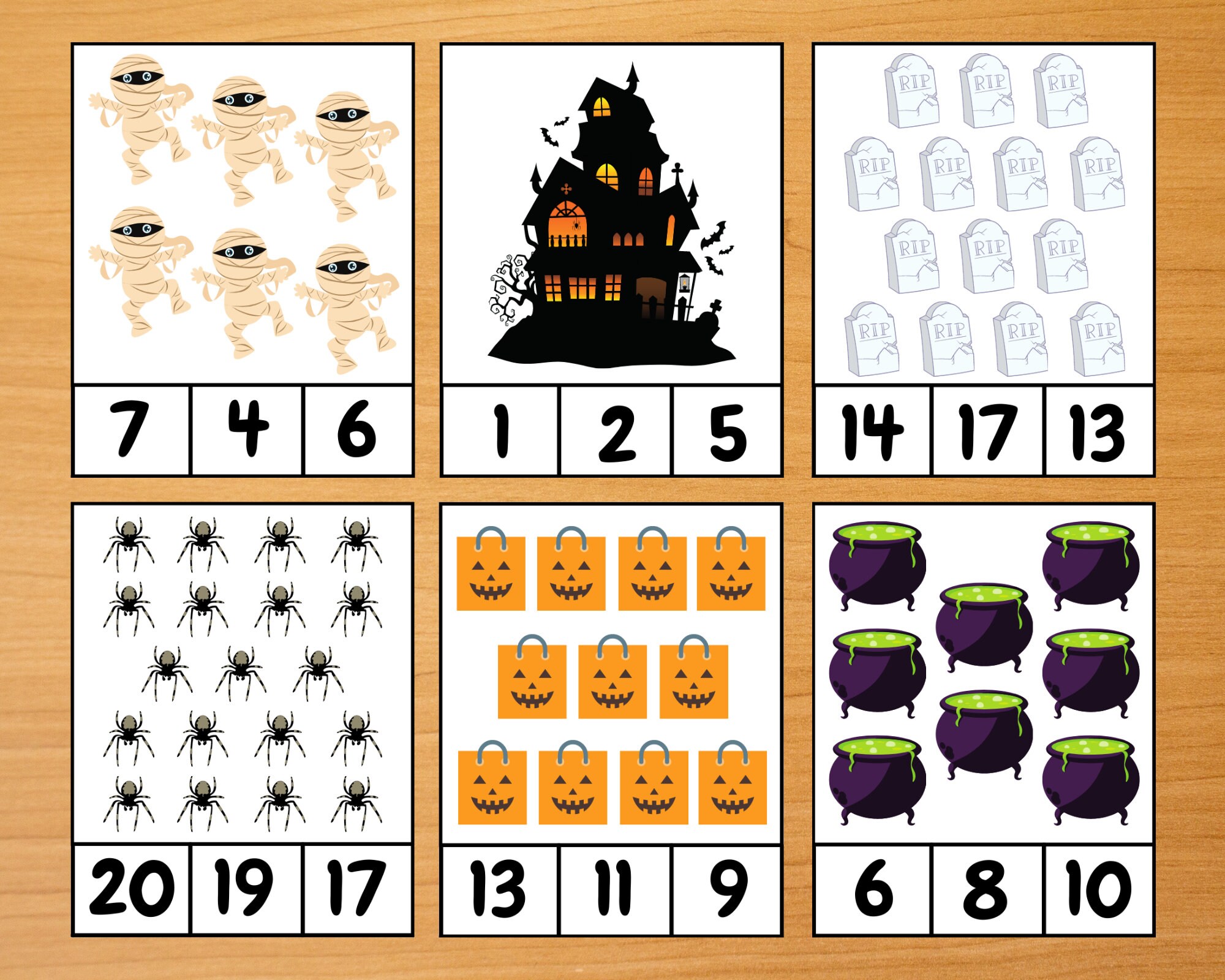 Halloween Count and Clip Cards Child Inspired Printables Digital ...