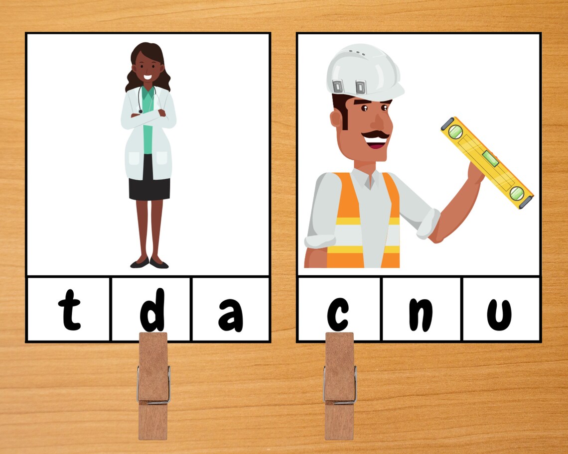 Community Helpers Beginning Letter Sound Clip Cards Printable Digital ...