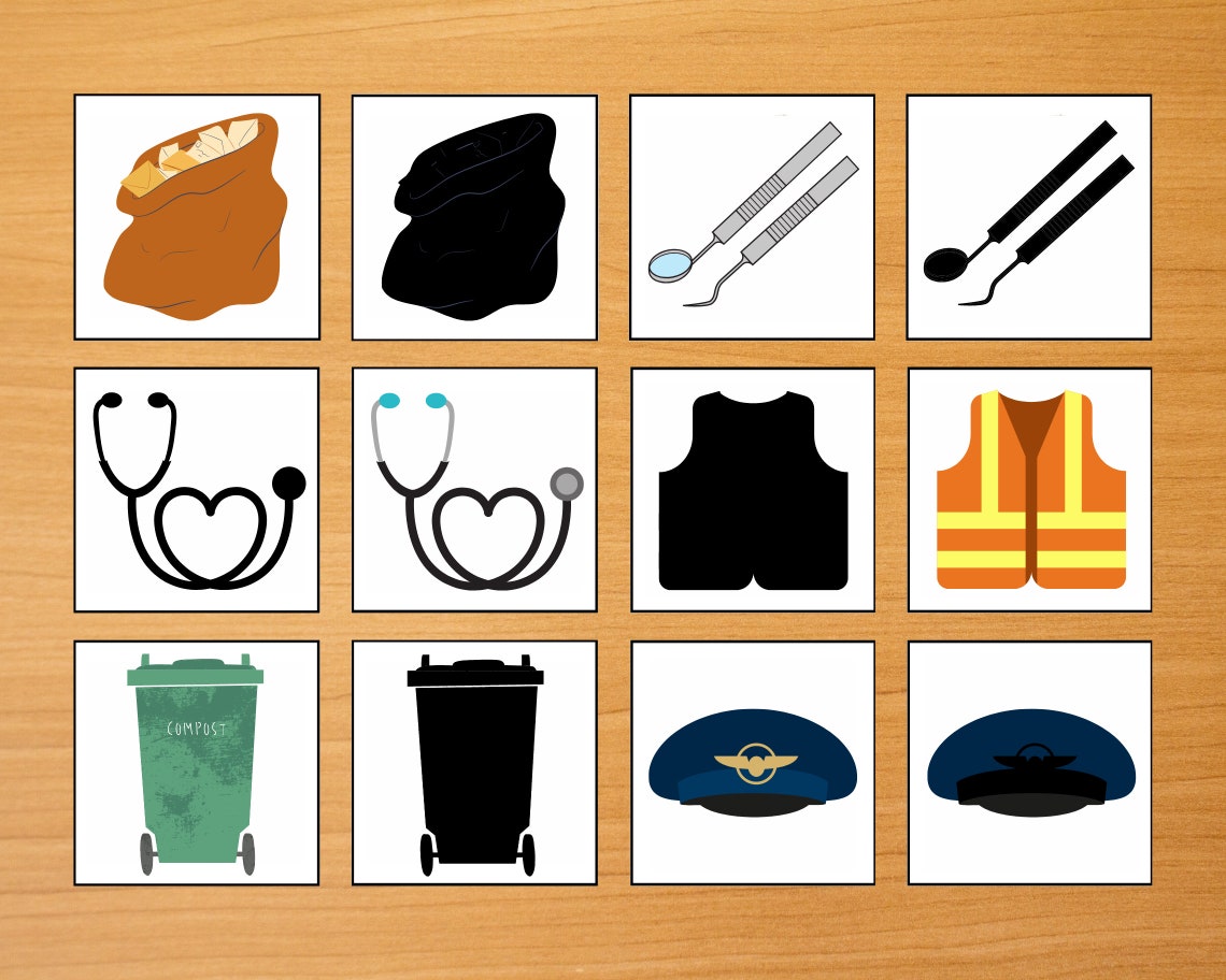 Community Helpers Shadow Matching Cards| Child Inspired Printables ...