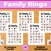 Family Bingo| Digital Download| Printable Play Based Activity ...