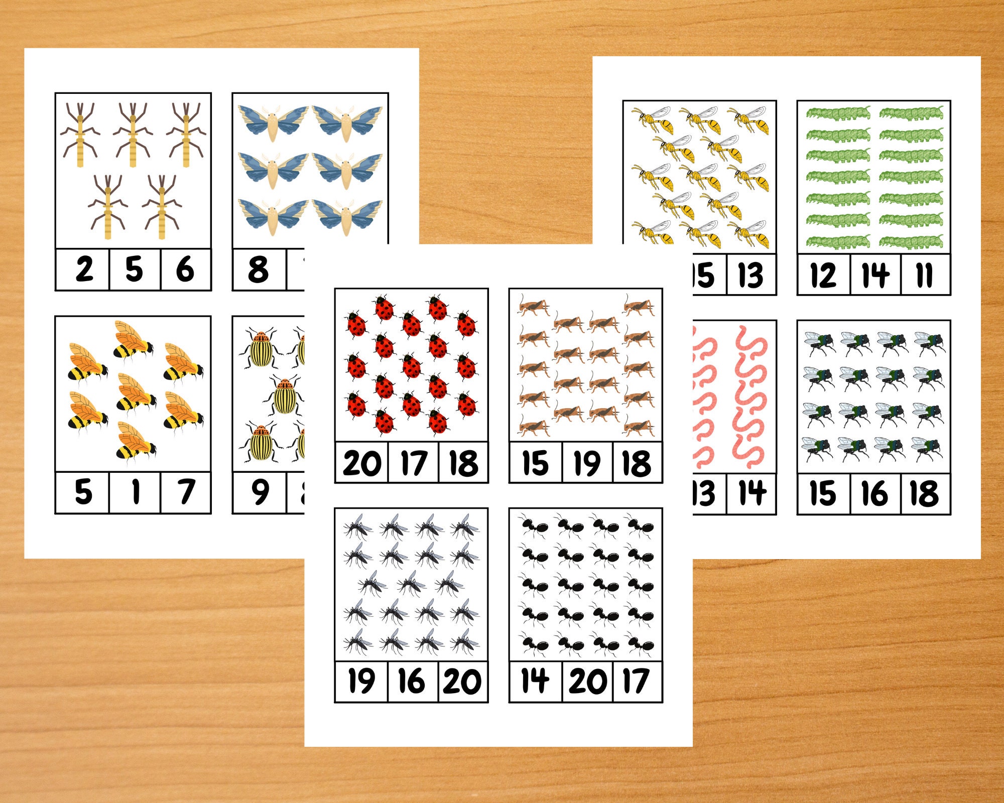 Insects Count and Clip Cards Printable Digital Download Montessori ...