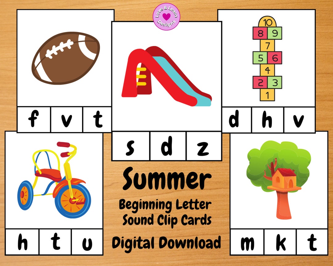 Summer Beginning Letter Sound Clip Cards| Printable Digital Download ...