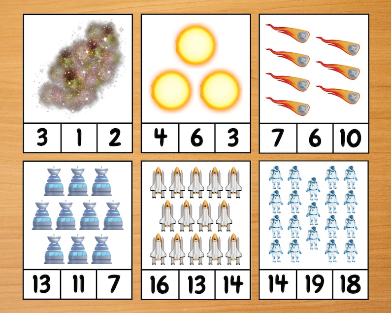 Space Count and Clip Cards| Child Inspired Printables|math Digital ...
