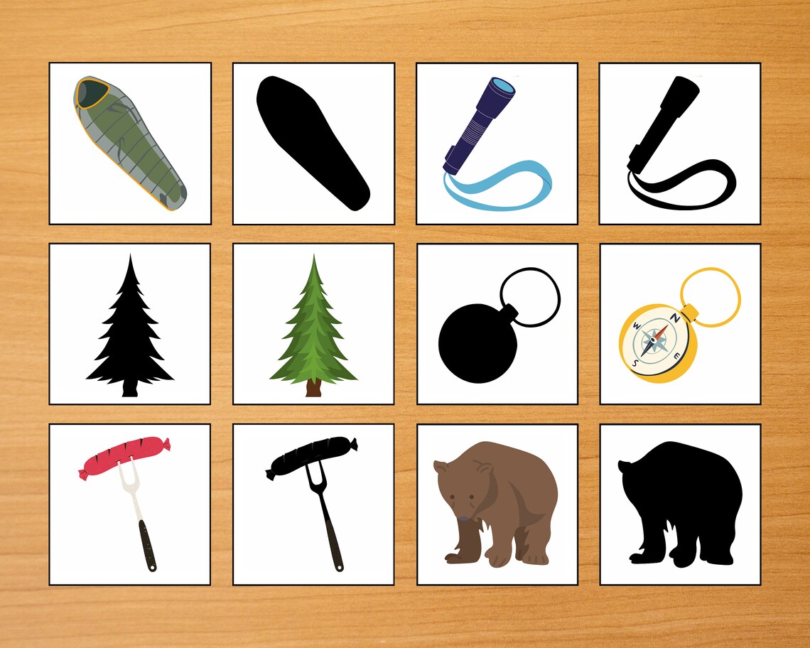 Camping Shadow Matching Cards Printable Digital Download - Etsy Canada