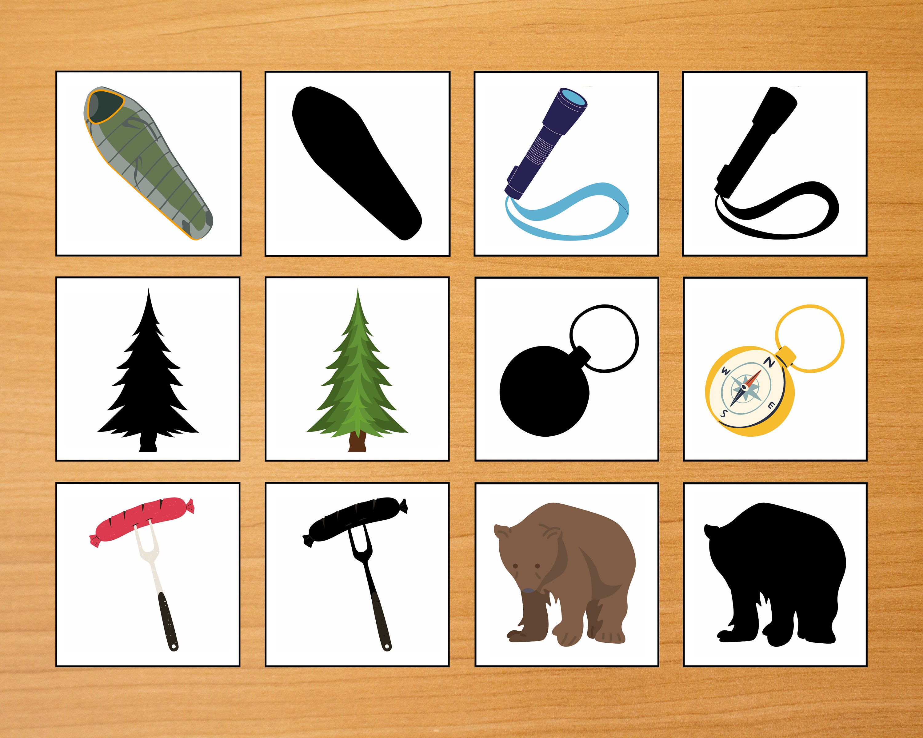Camping Shadow Matching Cards Printable Digital Download - Etsy Canada