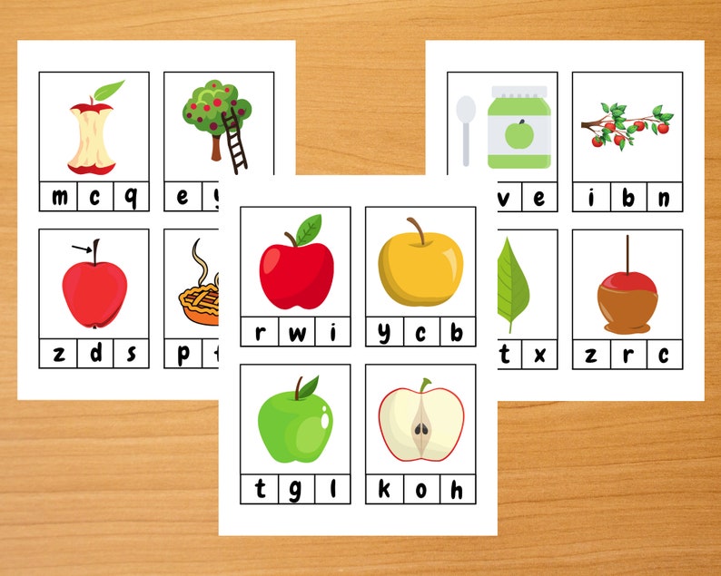 Apple Beginning Letter Sound Clip Cards Printable Digital - Etsy
